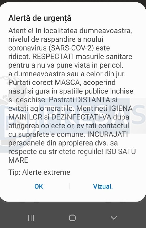 FOTO. Mesaje RO-ALERT în municipiul Satu Mare, care se află în ...