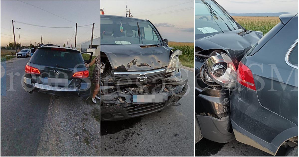 FOTO. Accident în lanț, 2 mașini și un microbuz, în județul Satu Mare ...